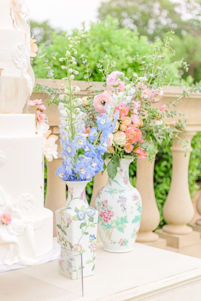 Backdrop with Flowers at this Wedding with Summer Colors